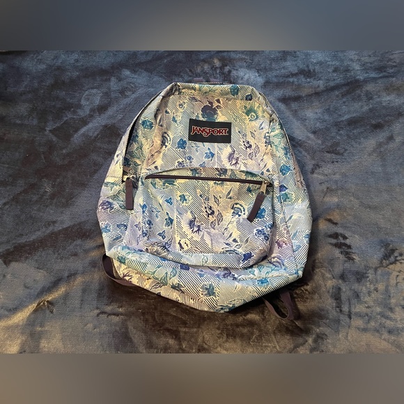 Jansport | Other | Jansport Blue Purple White Flower Backpack | Poshmark